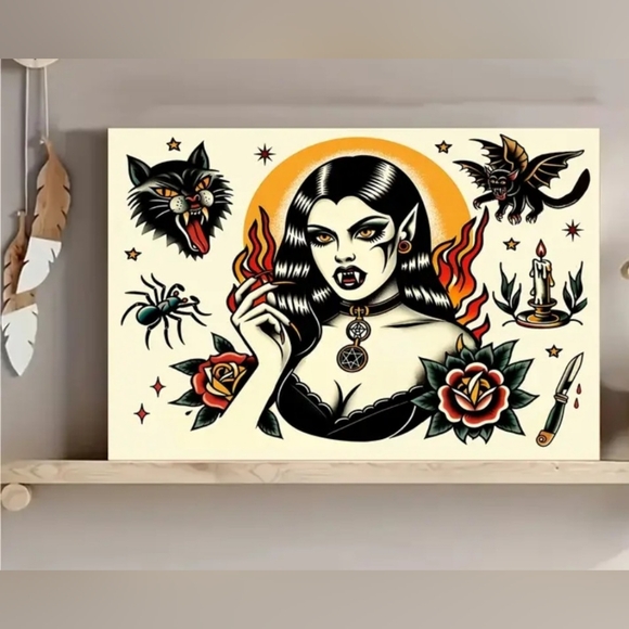 Art | Vampire Soft Canvas Art Print With Roses Unframed | Poshmark